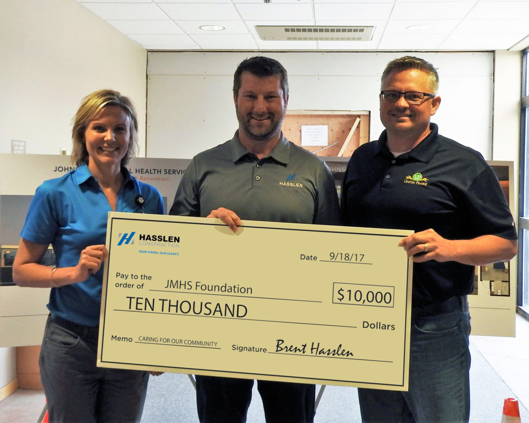Hasslen Construction Company donates $10,000 to JMHS Foundation ...
