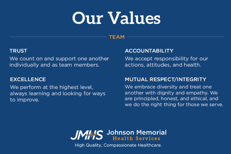 OUR VALUES - Johnson Memorial Health Services